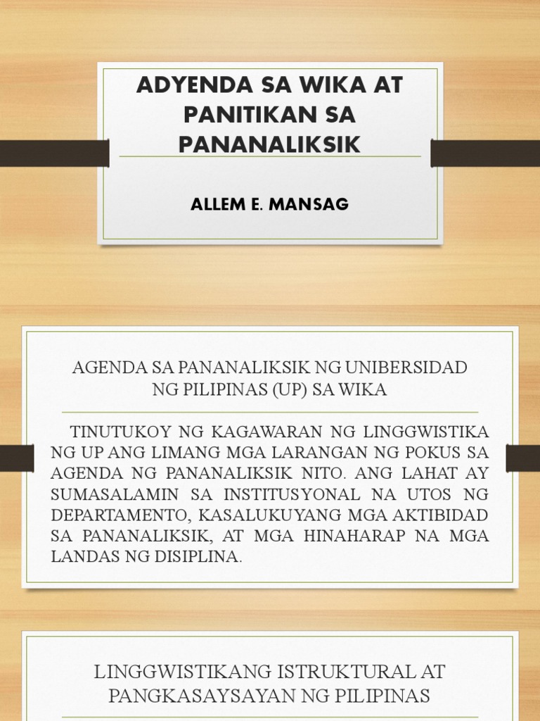 Adyenda Sa Wika at Panitikan Sa Pananaliksik | PDF