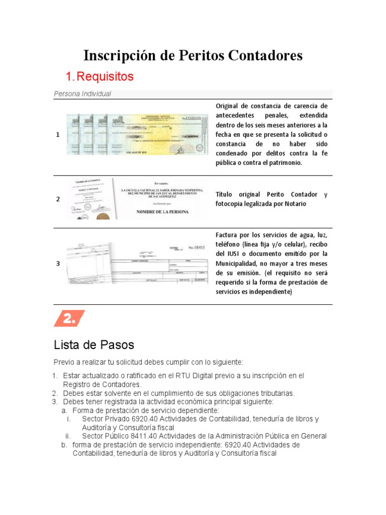 Requisitos para Inscripción de Peritos Contadores | PDF | Finanzas y ...