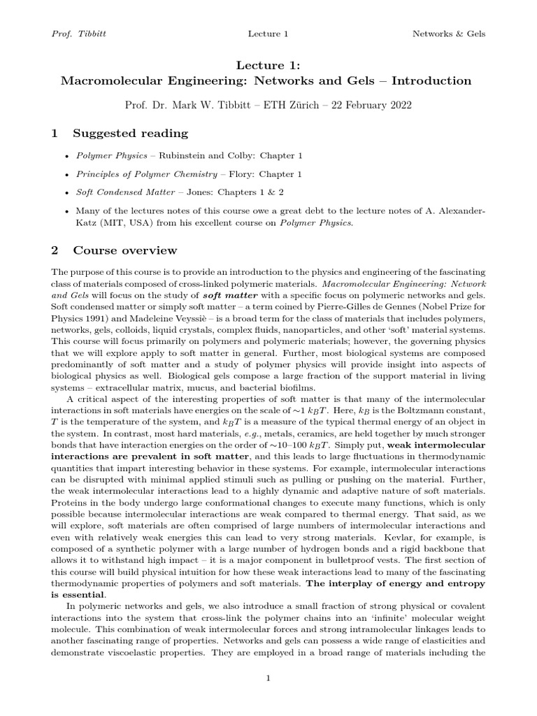 NetworkGels Lecture1 PDF | PDF