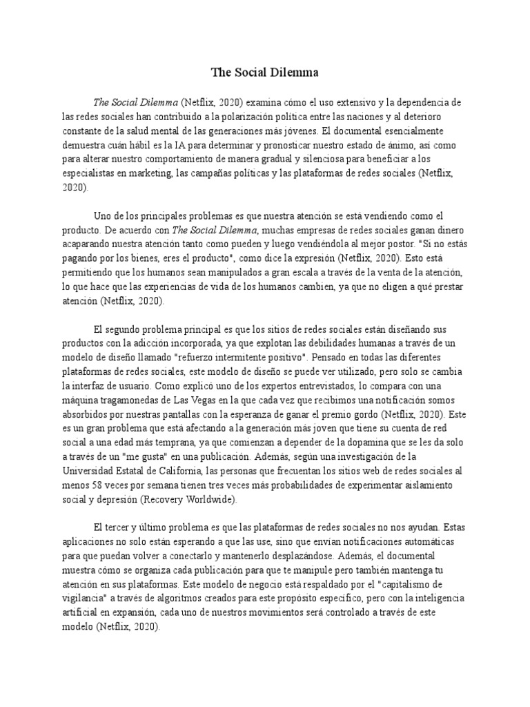 The Social Dilemma PDF | PDF