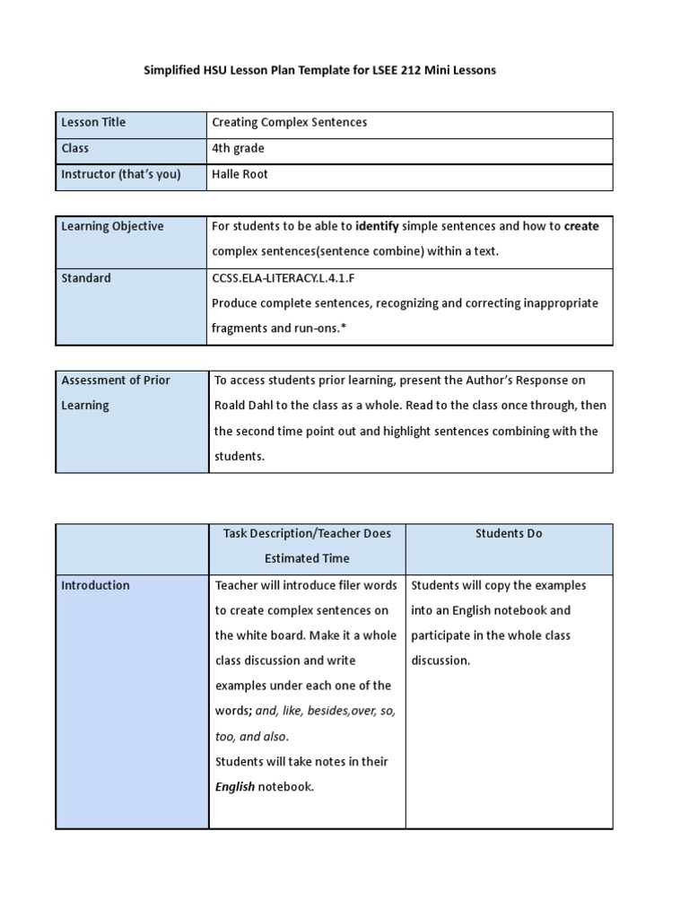 Lesson Plan 212 | PDF