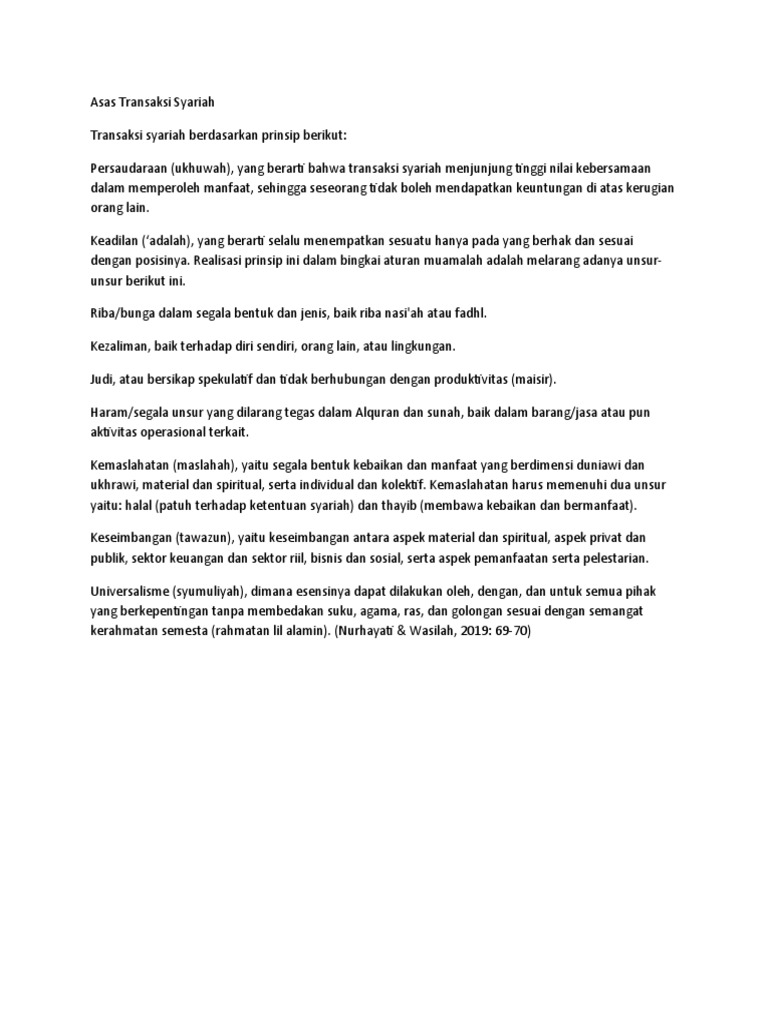 Asas Transaksi Syariah | PDF