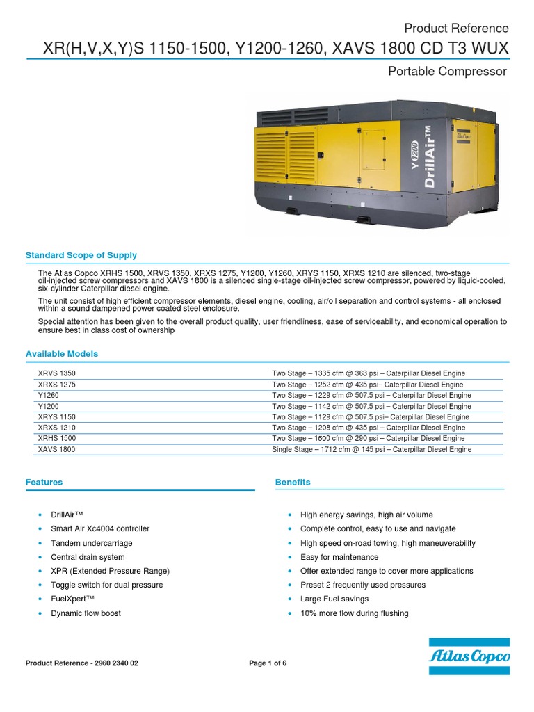 Product Reference Sheet XR (H, V, X, Y) S 1150-1500, Y1200-1260, XAVS ...
