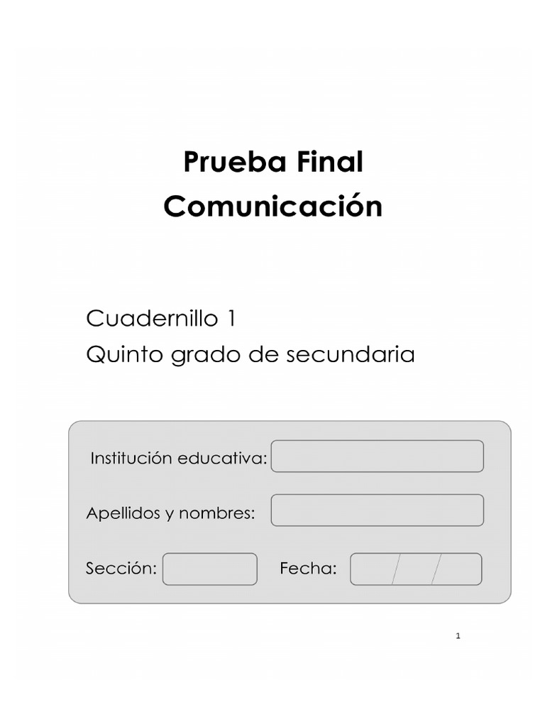 5° Ev, Final Comunicación-Cuadernillo-1 | PDF