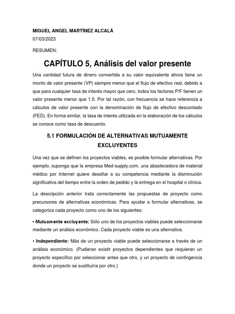CAPÍTULO 5, Análisis Del Valor Presente PDF | PDF