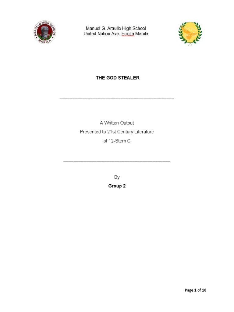 2-THE GOD STEALER - Written Output Group 2 | PDF