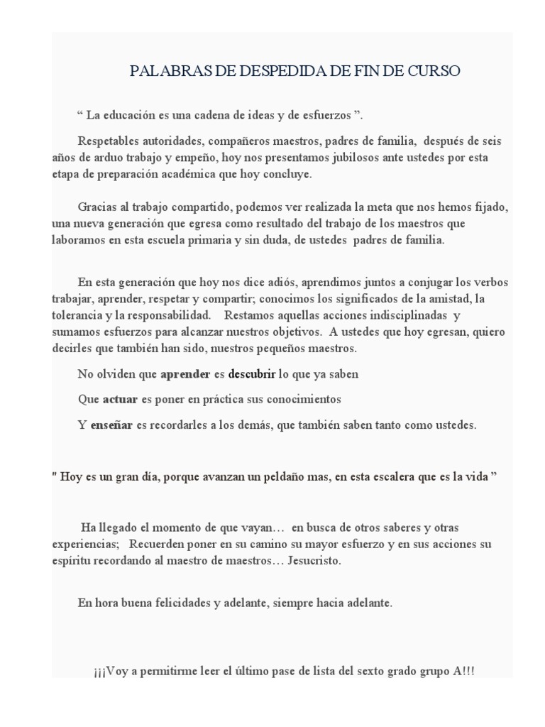 DISCURSO DE CLAUSURA