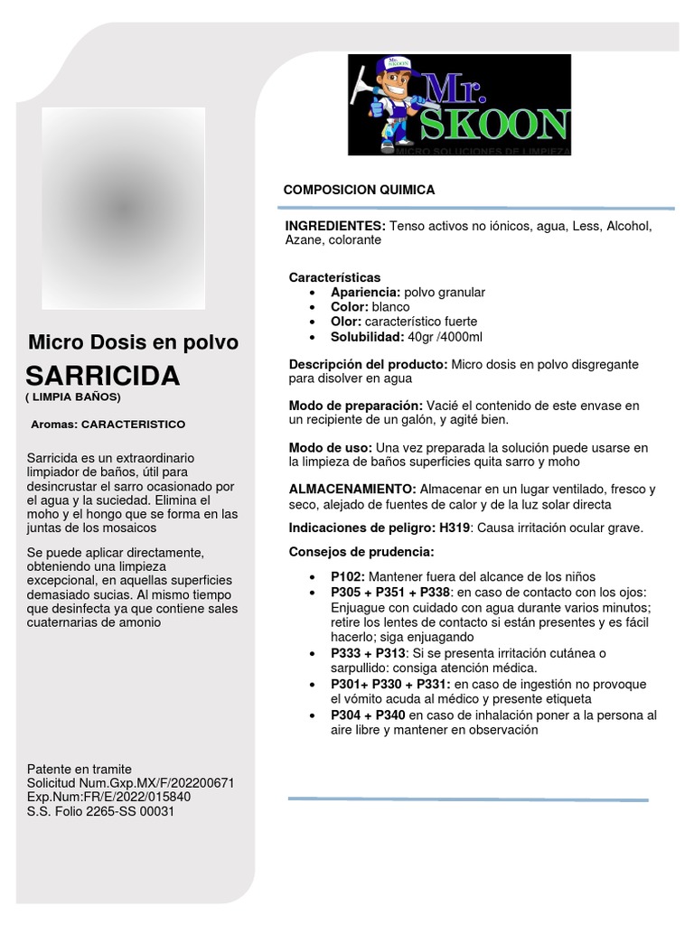 Ficha Tecnica Sarricida Pure PDF | PDF