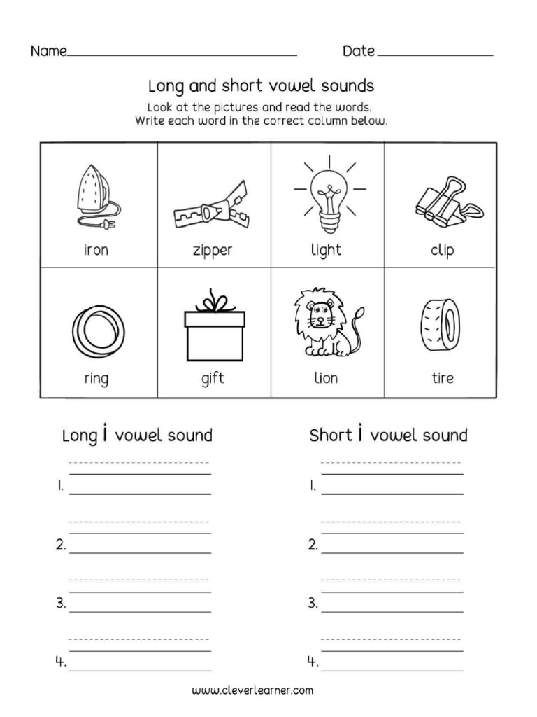 Long Vowels Sounds Preschool Activity Printables - I2 | PDF