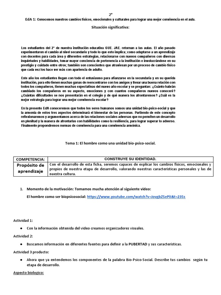 Fichas EdA 1 DPCC 2° PDF | PDF | Las emociones | Resiliencia psicológica