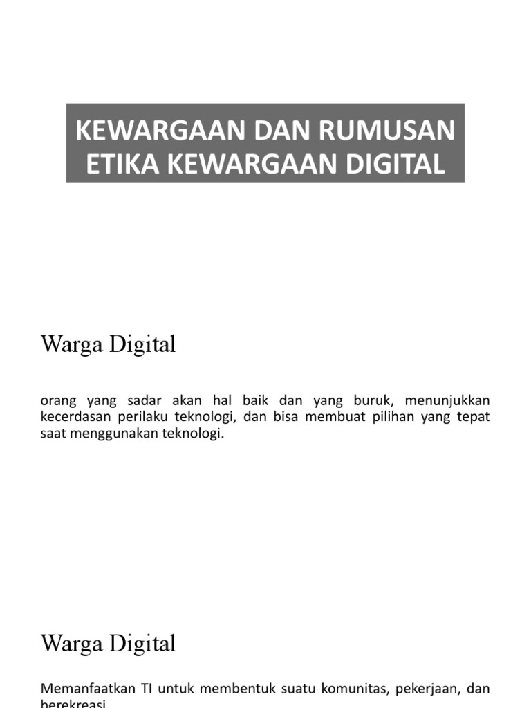 3.8. Kewargaan Dan Rumusan Etika Kewargaan Digital | PDF