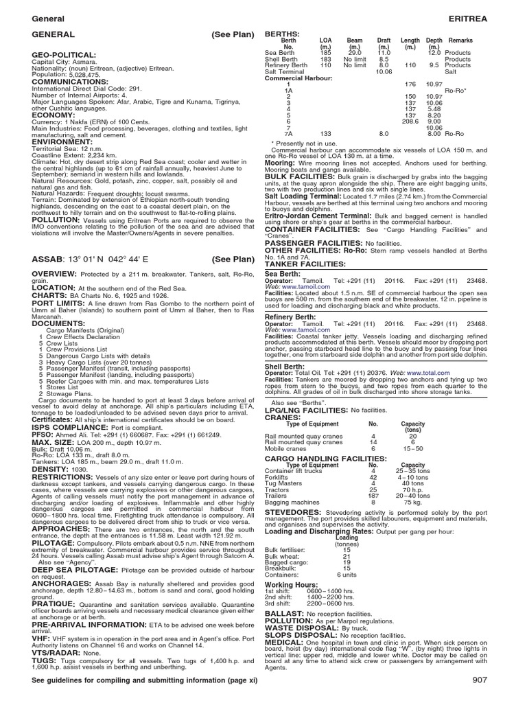 Eritrea Assab Port Guide | PDF