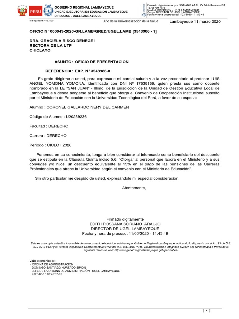 Oficio de Convenio PDF | PDF