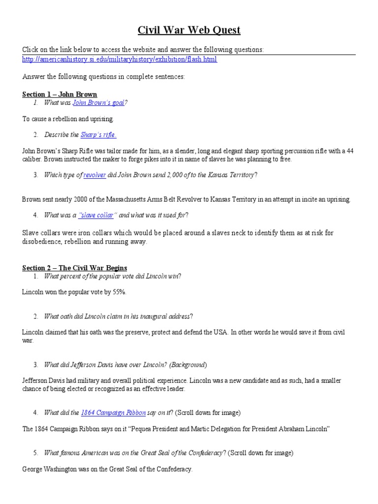 1a+civil War Webquest | PDF