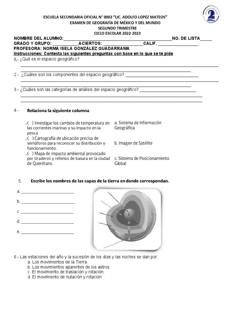Examen Geografia | PDF