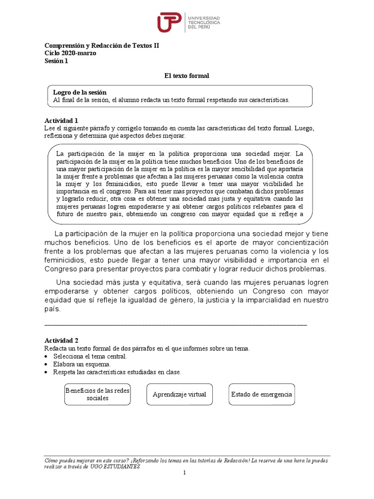 Activ I y Ii Texto Formal - Redaccion Ii | PDF