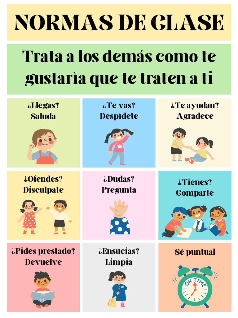 Normas de Clase Infantil Colorido Verde | PDF