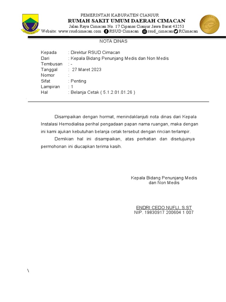 NOTA DINAS Format Baru | PDF