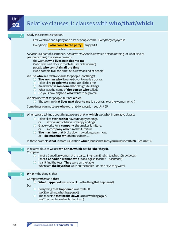 Relative Clauses | PDF | Subject (Grammar) | Sentence (Linguistics)