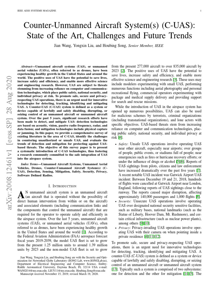 Counter-Unmanned Aircraft System(s) (C-UAS) : State of The Art ...