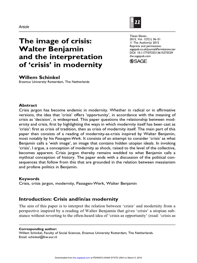 Walter Benjamin Crisis | PDF