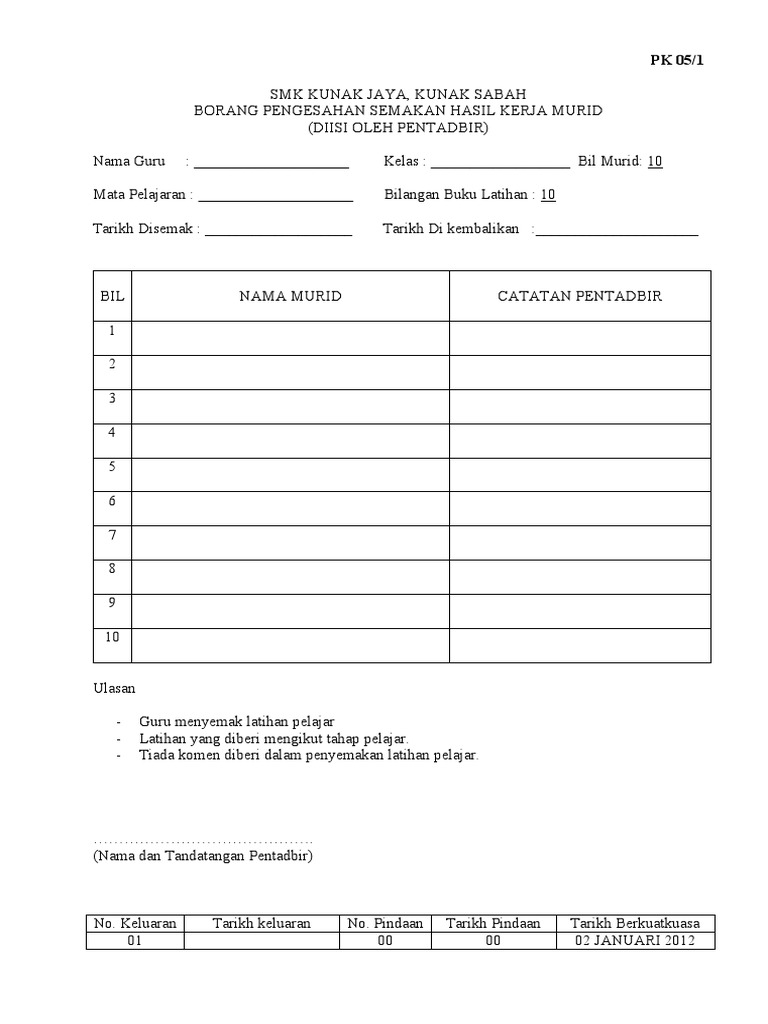 Borang PK 05 2023 | PDF