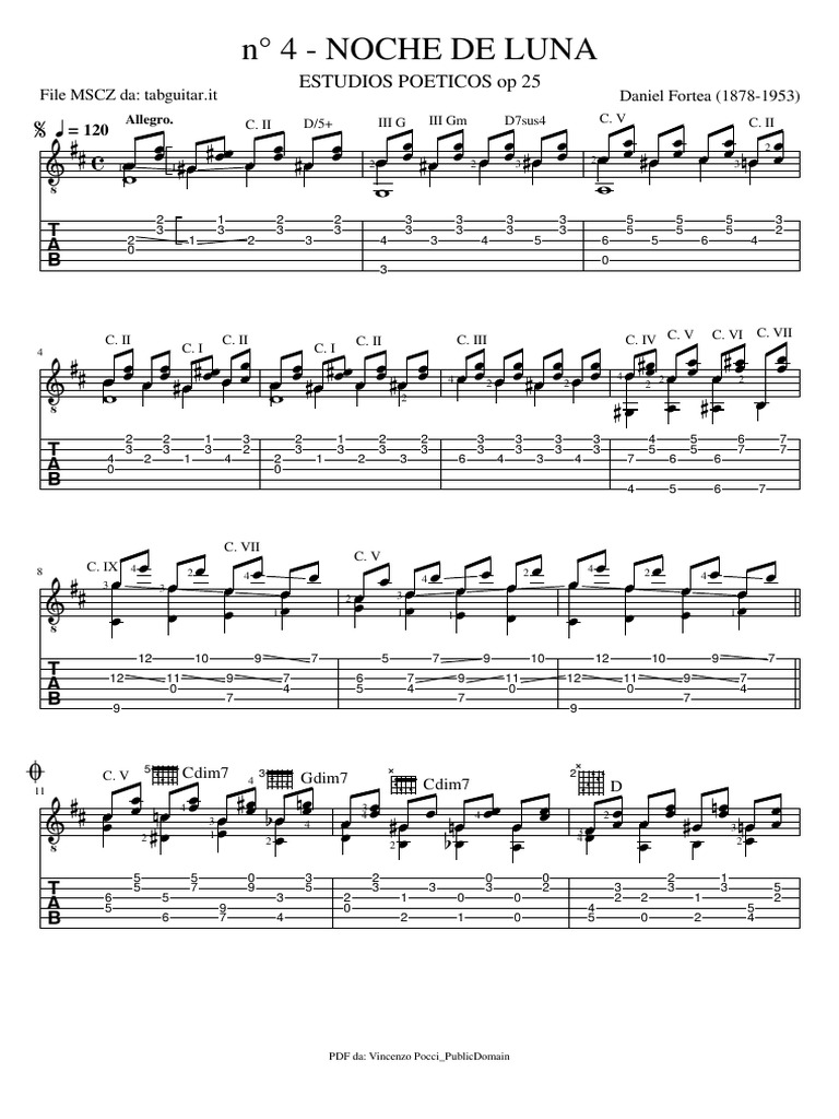 Noche de Luna Op 25n 4 Estudios Poeticos Daniel Fortea | PDF