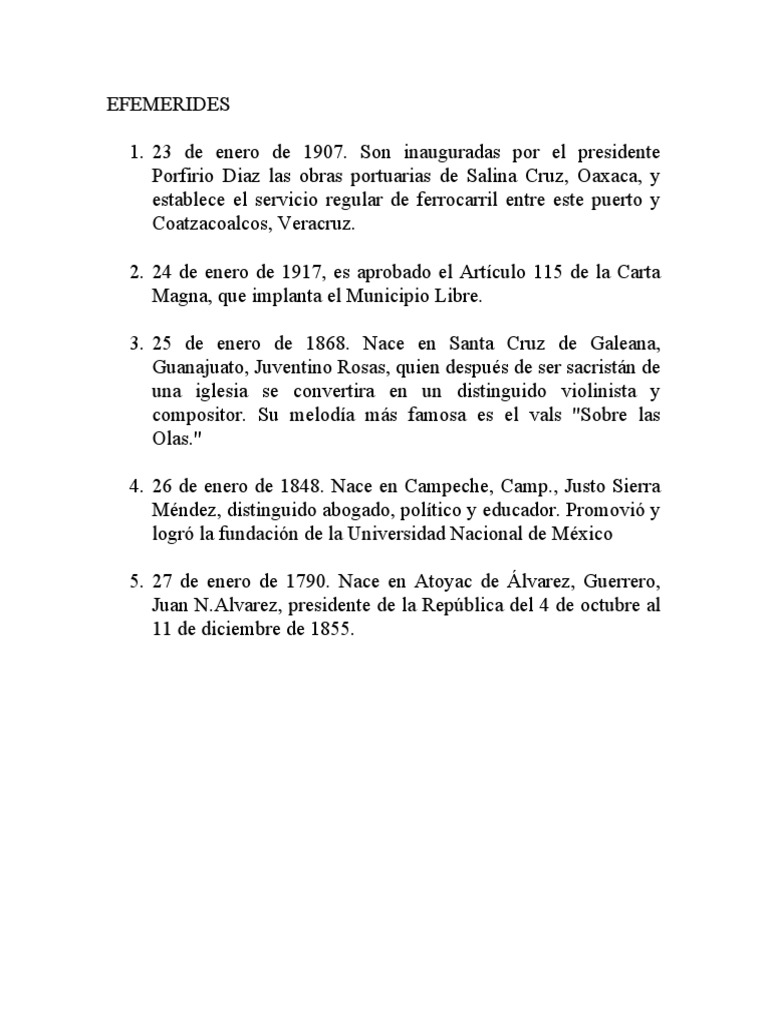 Efemerides Programa Enero 2023 | PDF