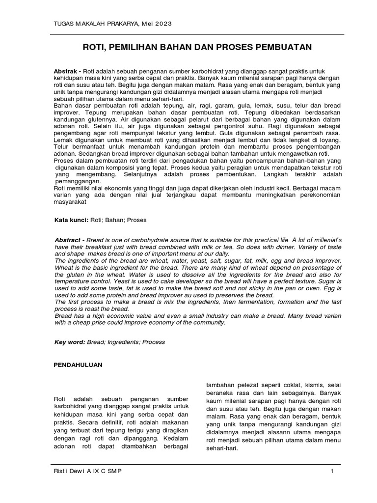 Proses dan Bahan Pembuatan Roti | PDF | Memasak, Makanan, & Anggur ...