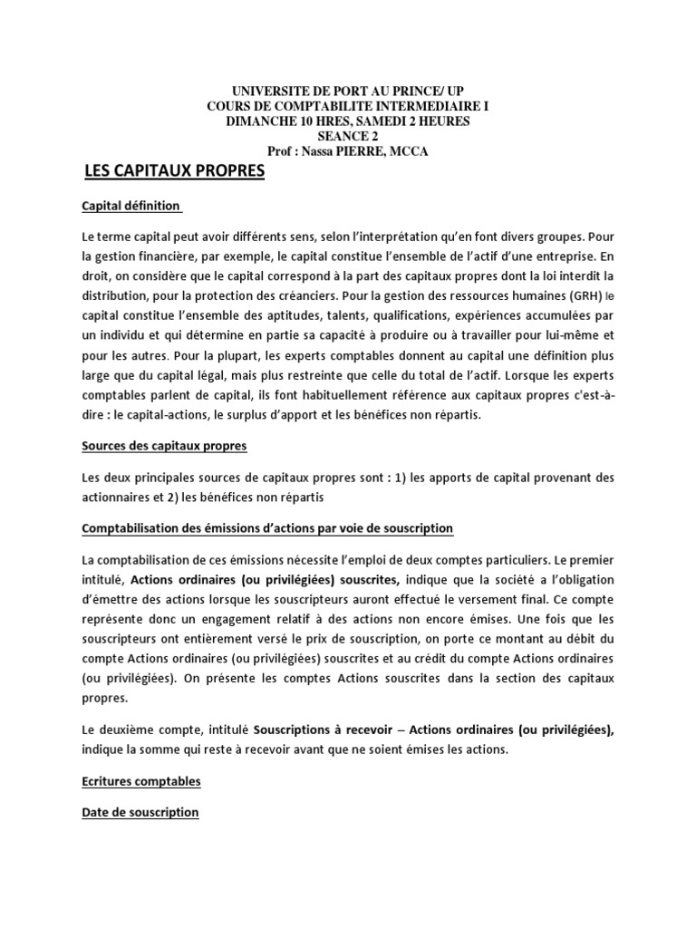 Définition des capitaux propres | PDF | Finance et gestion monétaire