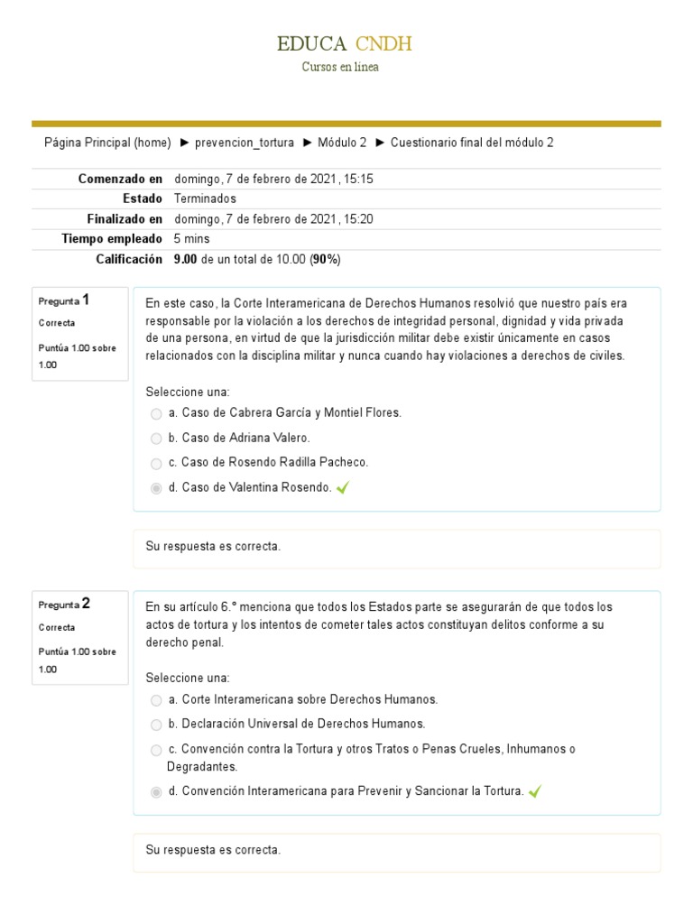 Cuestionario Final Del Módulo 2 | PDF