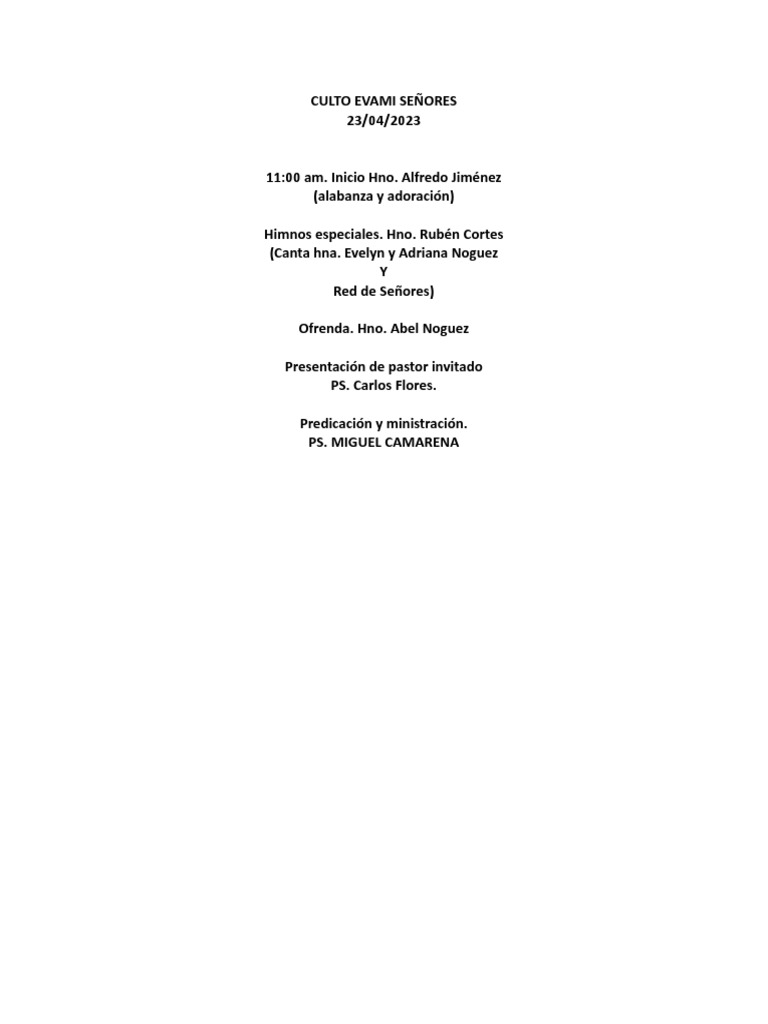 Culto Evami: Alabanza y Predicación | PDF