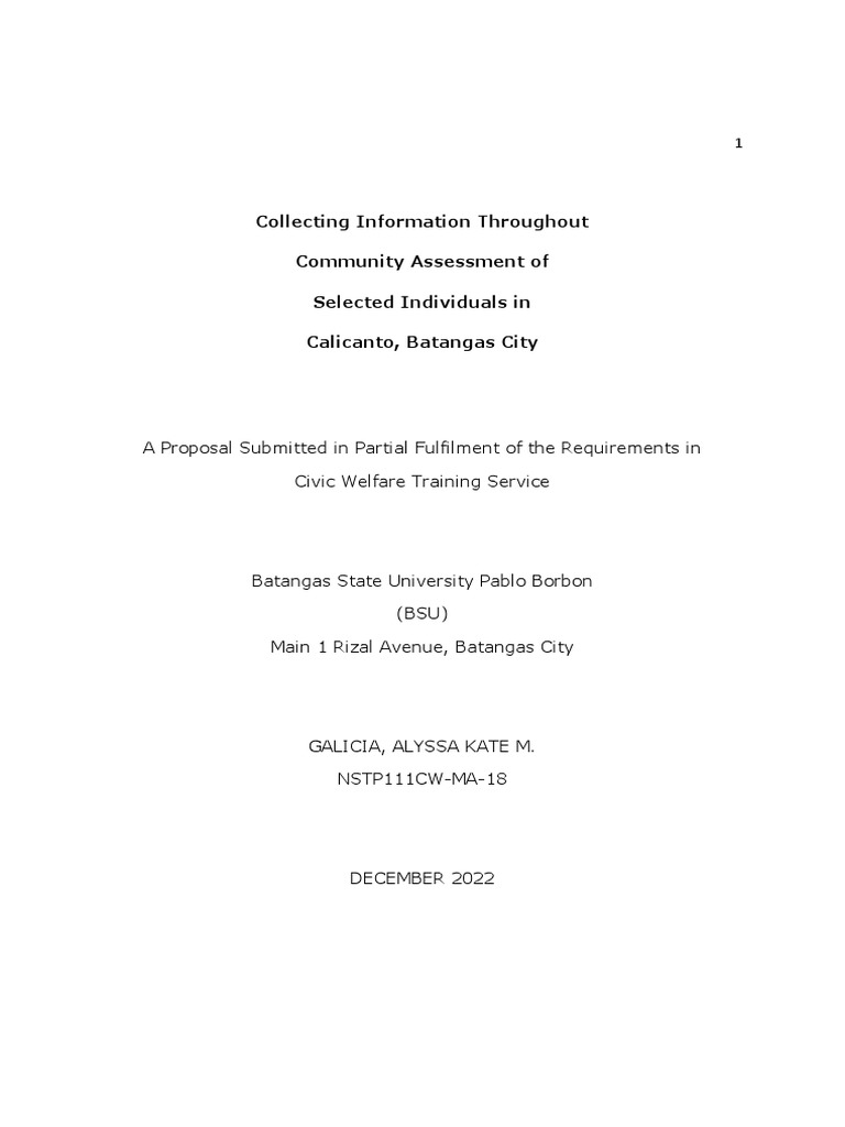 NSTP Community Assessment | PDF | Social Science | Self-Improvement