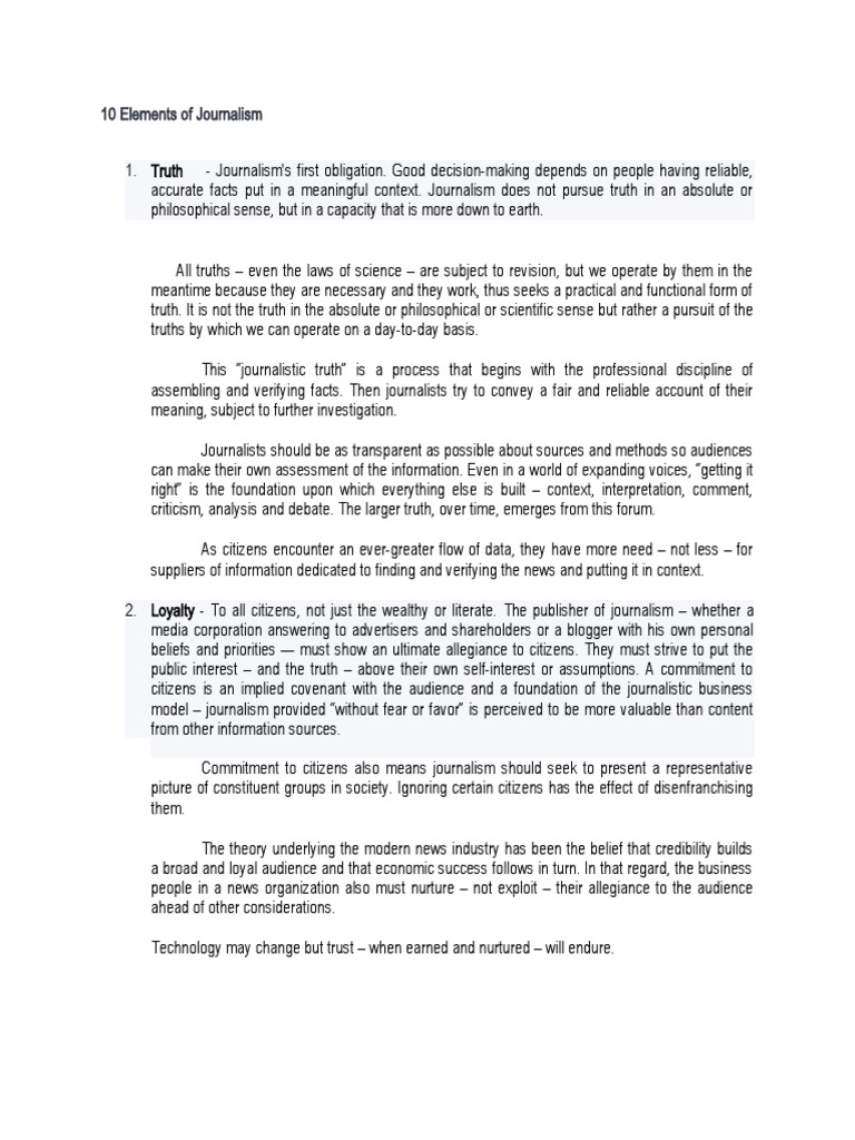 10 Elements Of Journalism Download Free Pdf Journalism News 