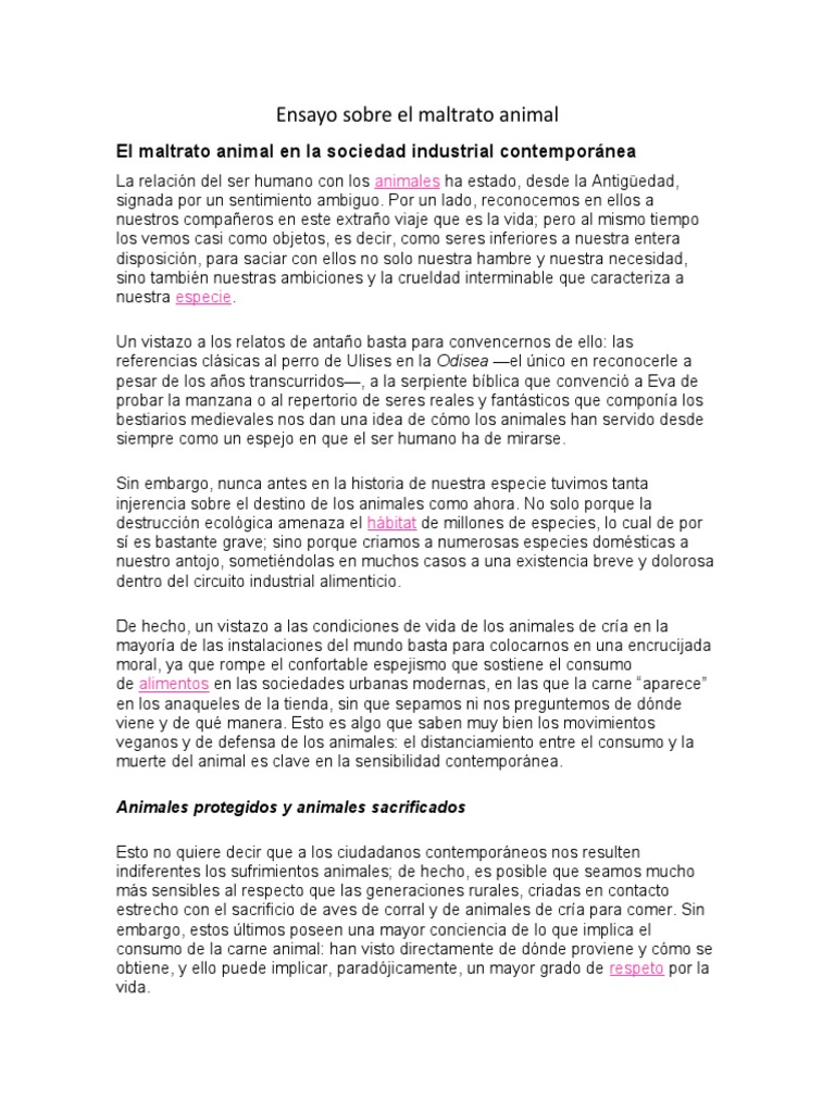 Ensayo Sobre El Maltrato Animal | PDF Ensayo Sobre El Maltrato Animal | PDF