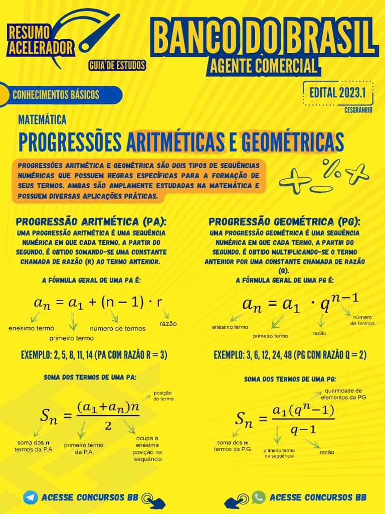 Resumo Acelerador - Matemática - PA e PG PDF | PDF