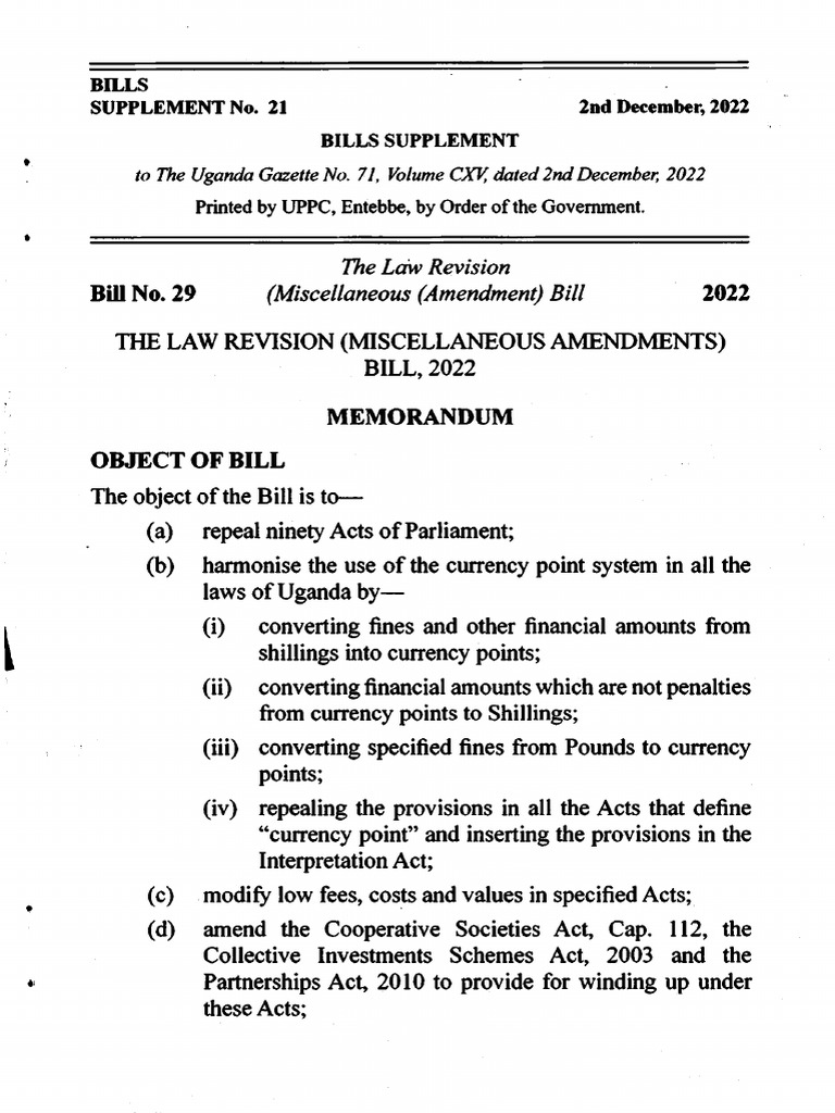 Law Revision (Miscellaneous Amendments) Bill, 2022 PDF | PDF