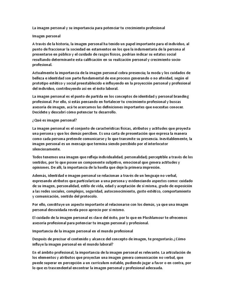 La imagen personal y su impacto profesional | PDF