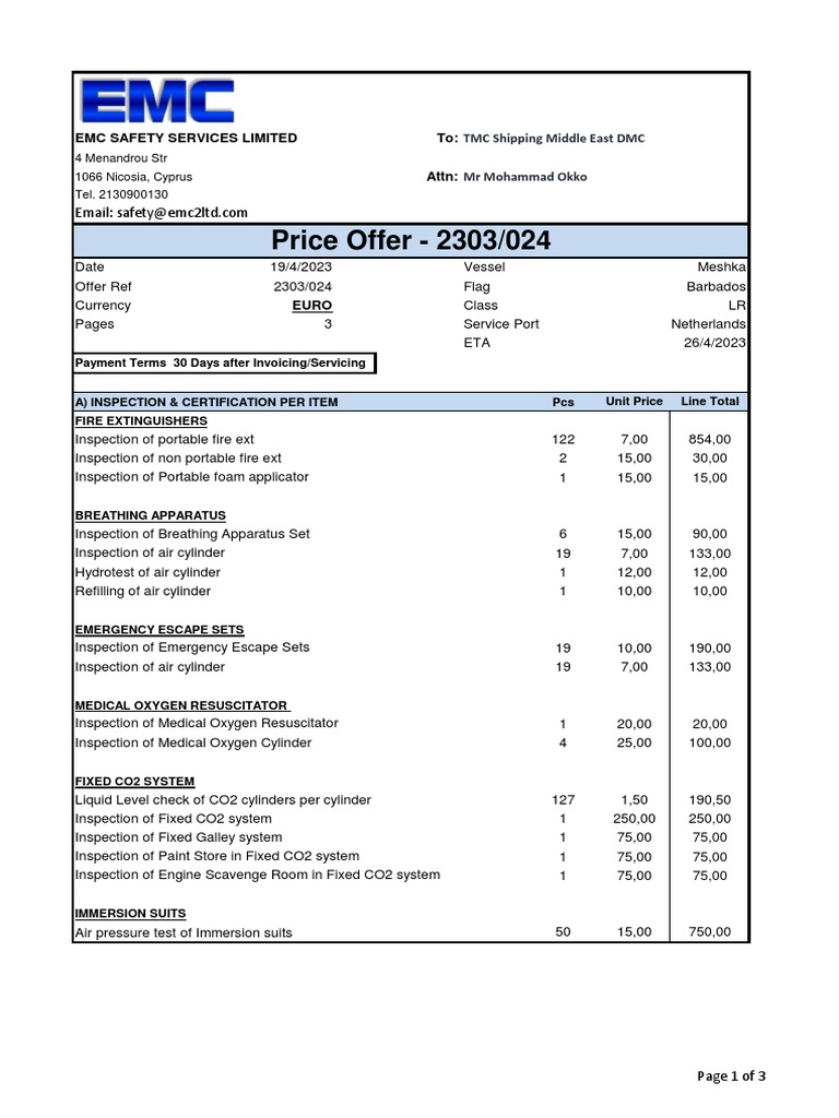 2303-024 MV Meshka at Netherlands (FFE+lifeboats) PDF | PDF | Fee