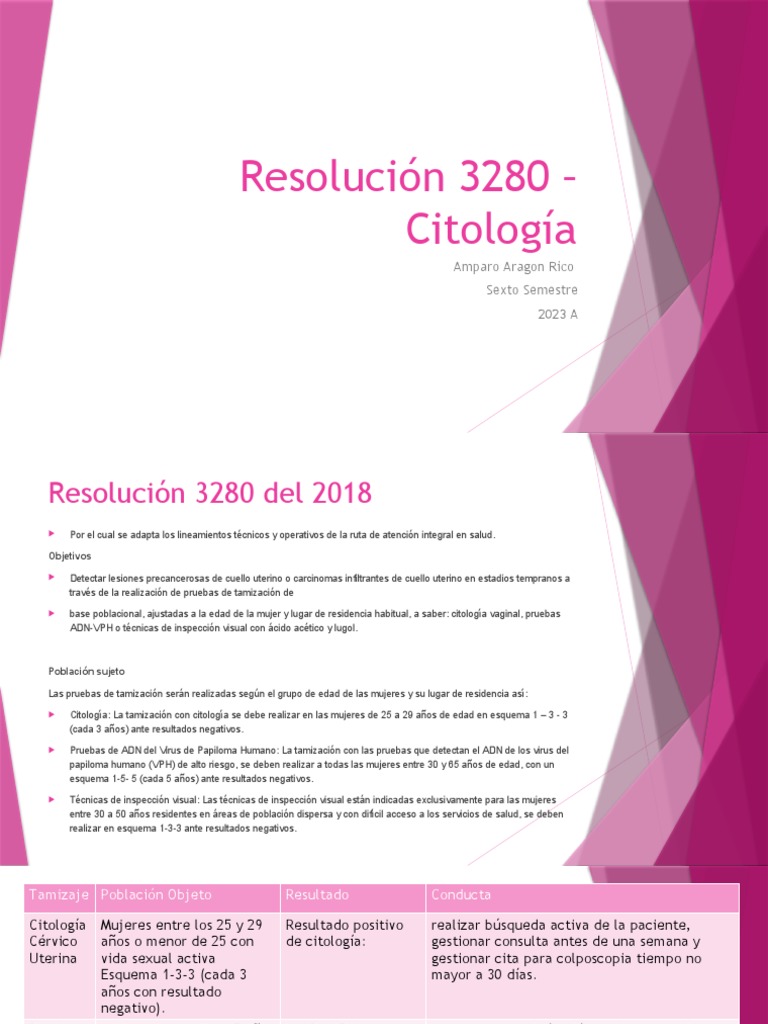 Resolucion 3280 - Citologia | PDF