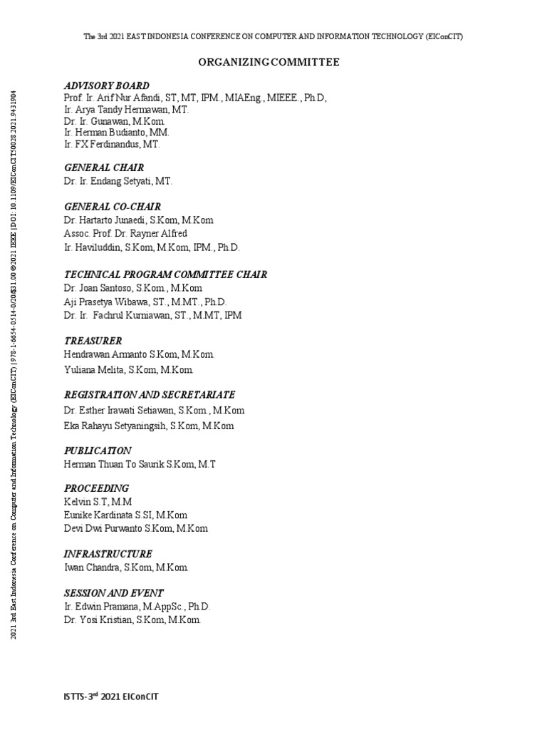 Organizing Committee Pdf