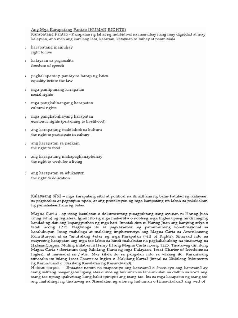 Ang Mga Karapatang Pantao | PDF