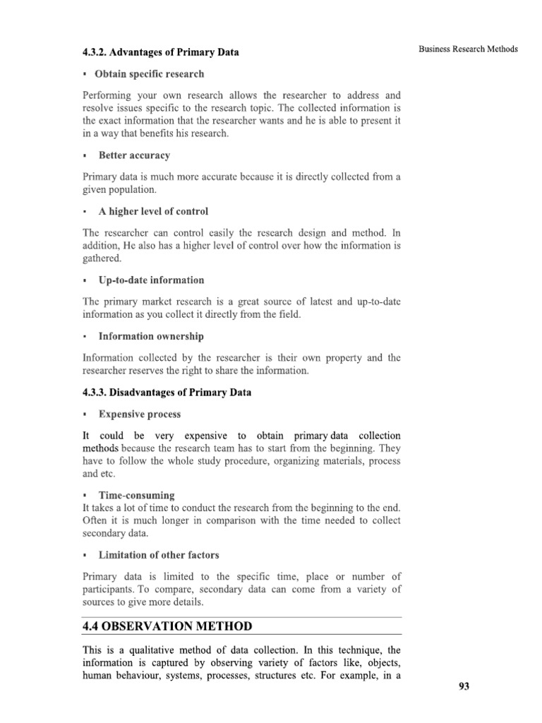 Adv & Dis of Primary Data PDF | PDF