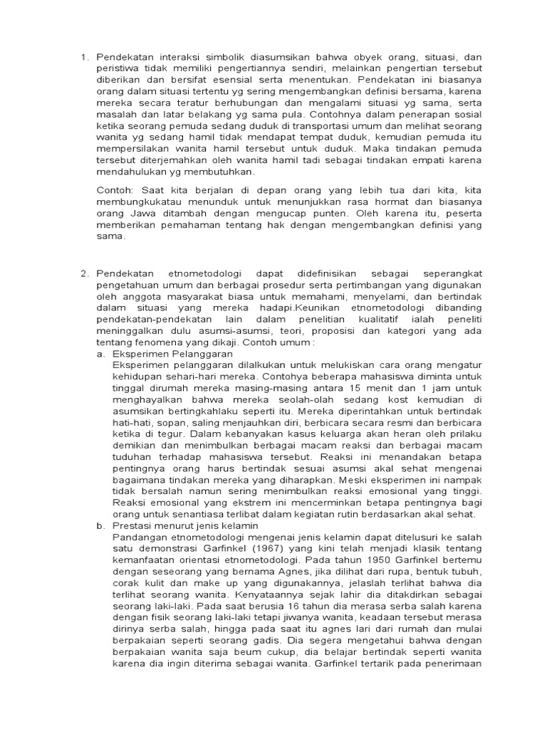 Interaksi Simbolik dan Etnometodologi | PDF
