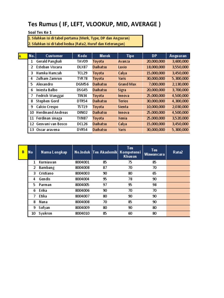 Soal Tes Excel Gonusa | PDF