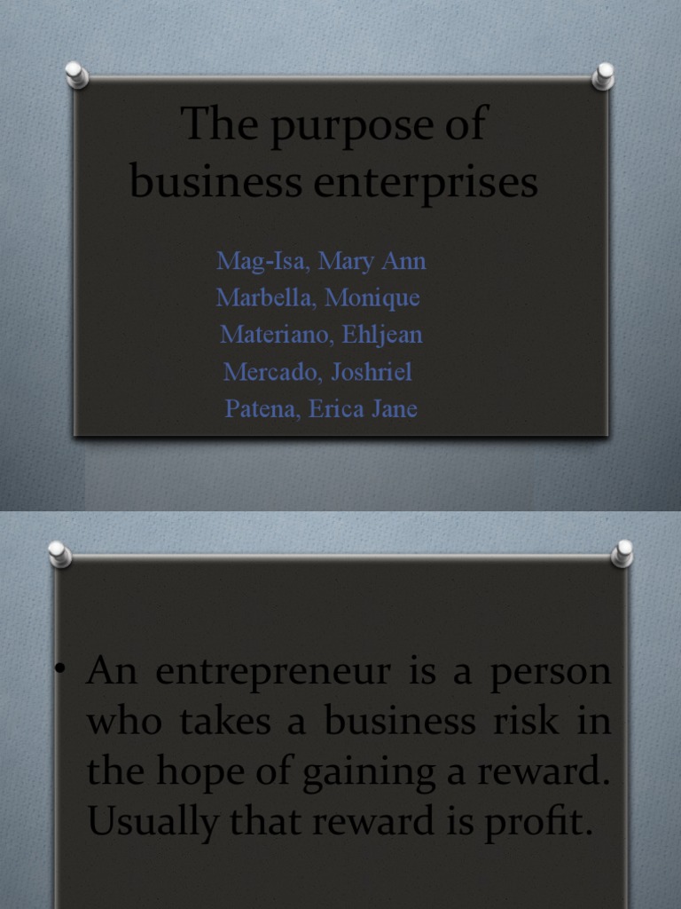 Purpose of Business Enterprises | PDF | Strategic Management | Goal