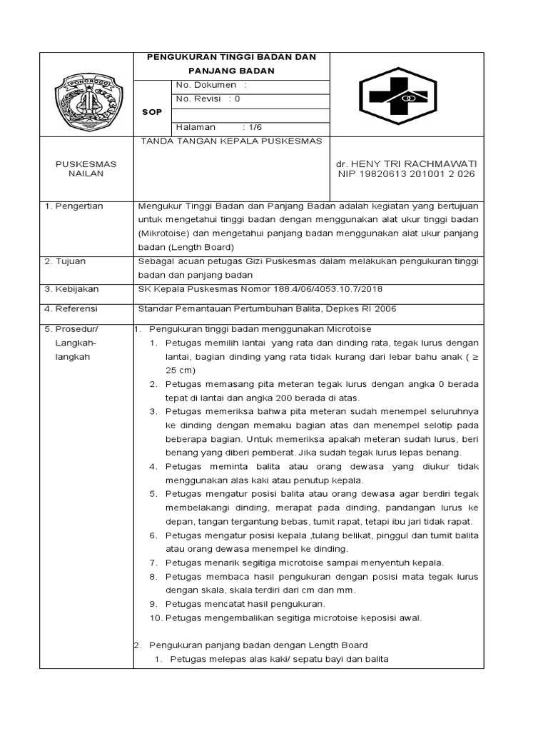13 SOP Pengukuran TB & PB | PDF | Kesehatan Holistik | Sains & Matematika