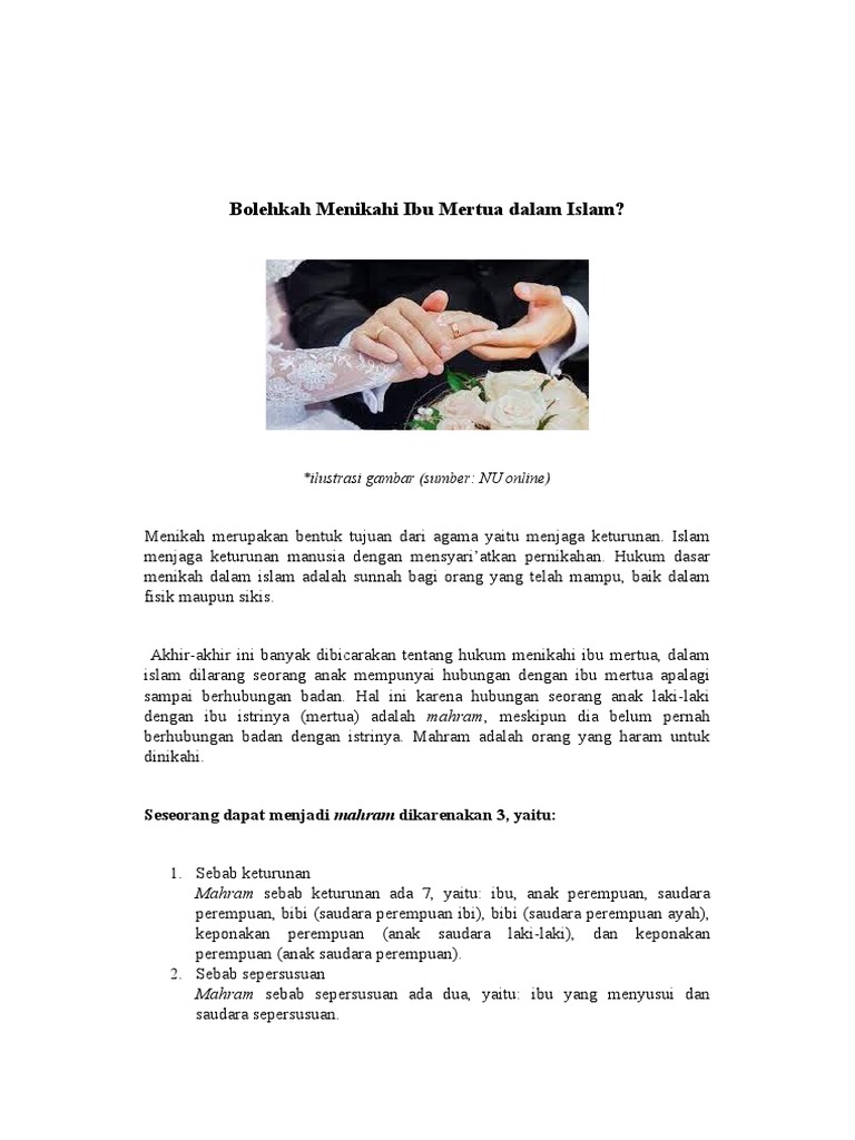 Bolehkan Menikahi Ibu Mertua Dalam Islam | PDF