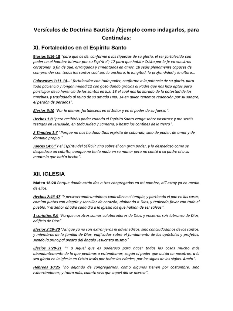 Versículos de Doctrina Bautista Fortalecidos en El Espiritu | PDF | Cristo (título) | Creencia ...