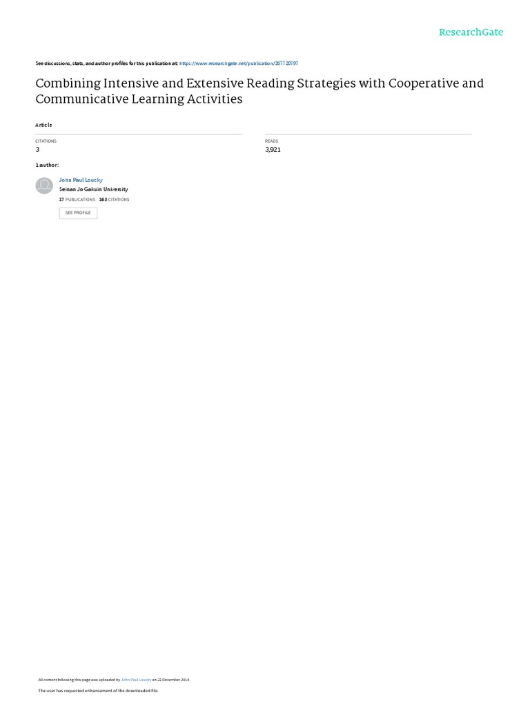 Combining - Intensive - and - Extensive - Reading - Strategies (Loucky ND) PDF | PDF